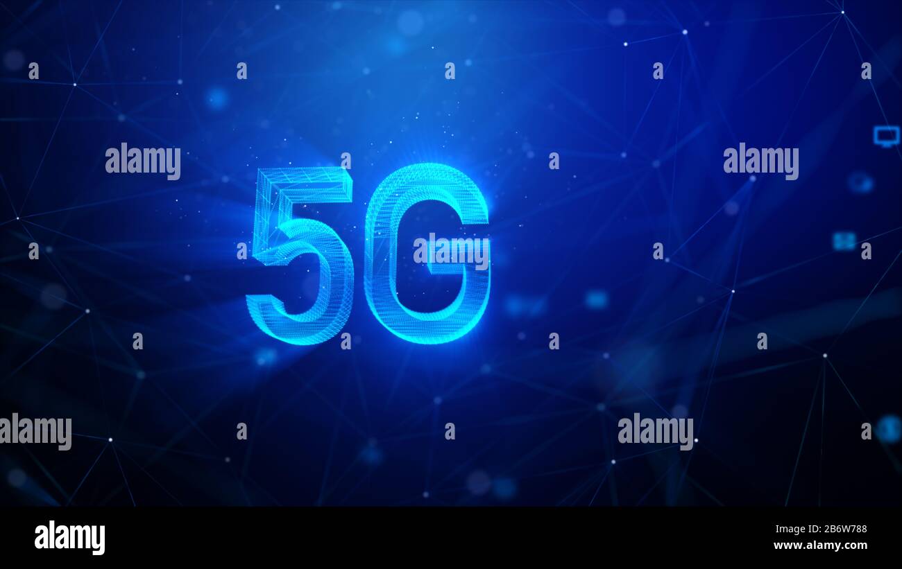 5G technology abstract background, with blur lighting particle and ...