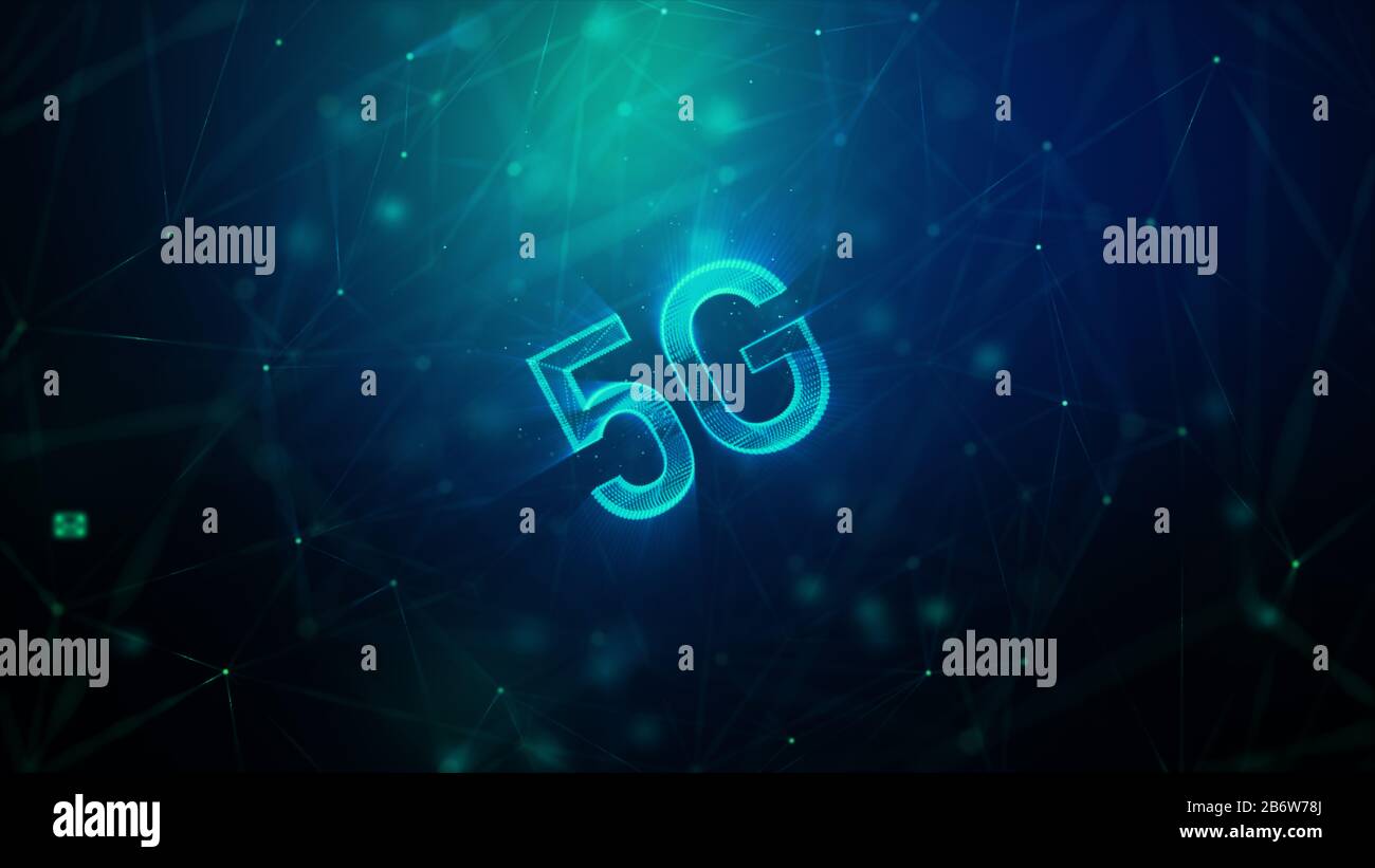 5G technology abstract background, with blur lighting particle and ...