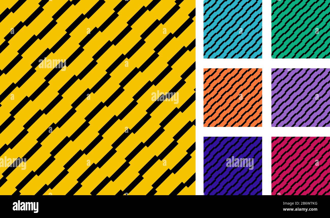 Set of geometric rectangle stripes diagonal black color pattern ...