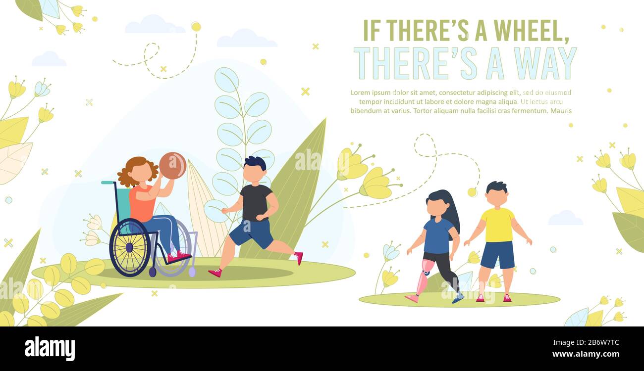 Disabled Children Social Equality Vector Banner Stock Vector Image ...
