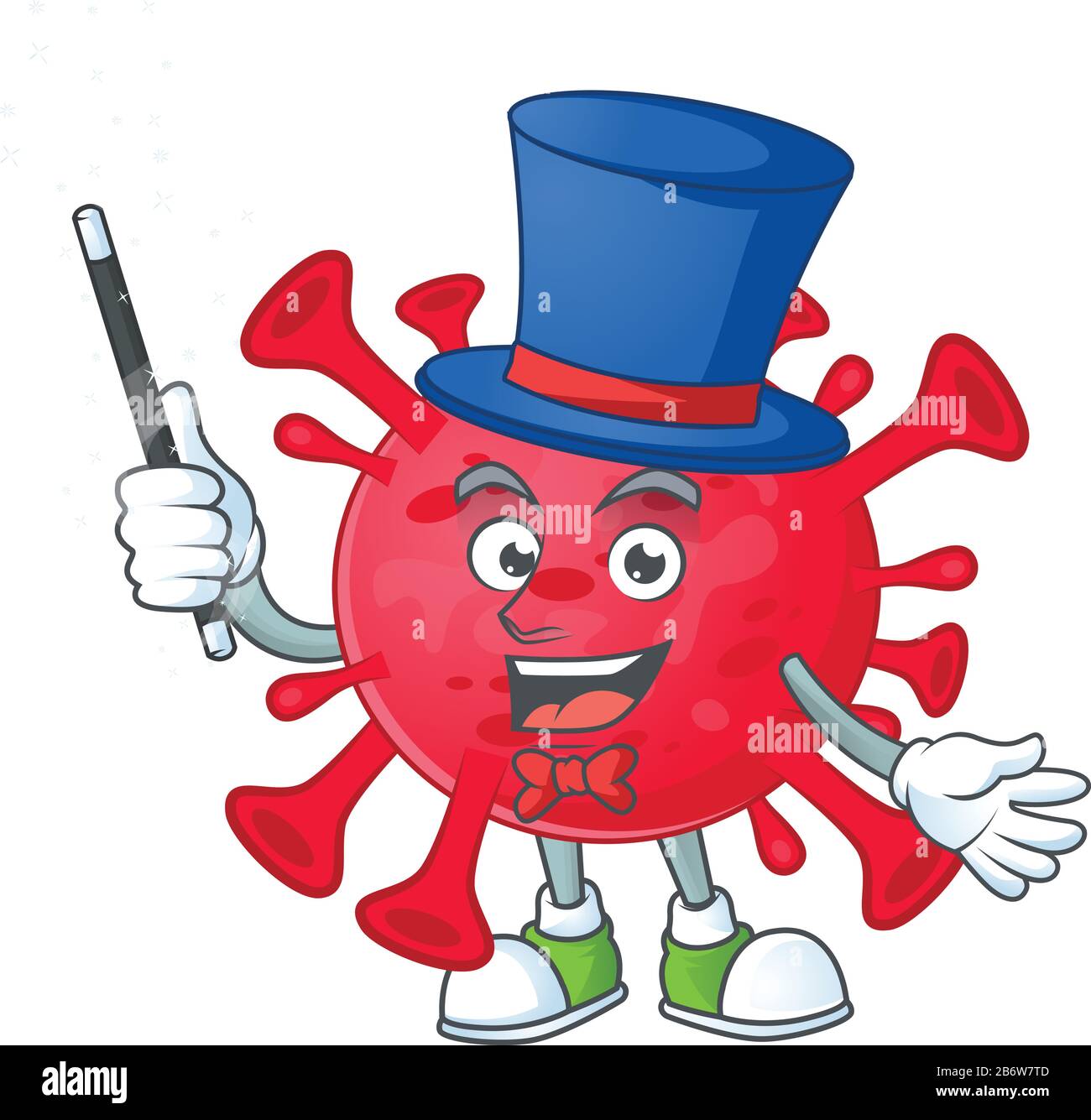 Charming coronavirus amoeba cartoon design performance as a Magician ...