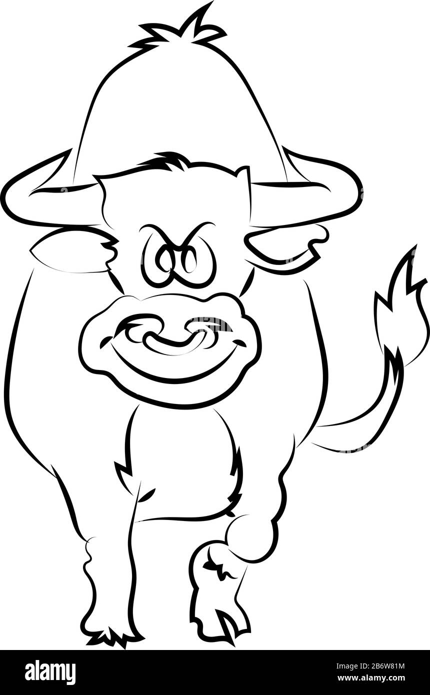 Bull sketch, illustration, vector on white background Stock Vector ...