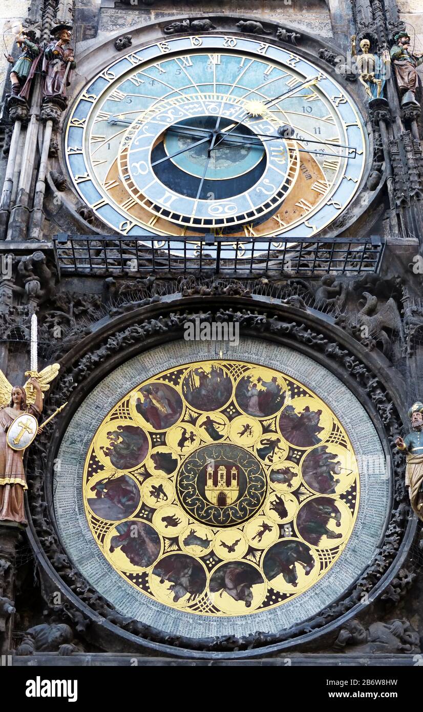 Astronomical clock of in old town square of Prague, Czech Republic ...