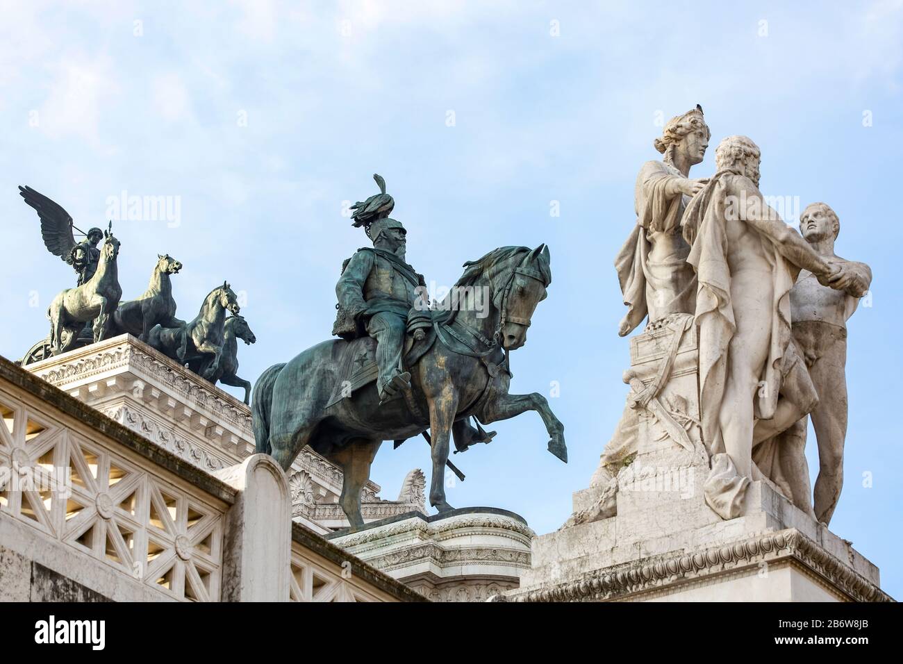 Roma, Italy, 25/11/2019: The Victorian, sculptures of Piazza Venezia in ...