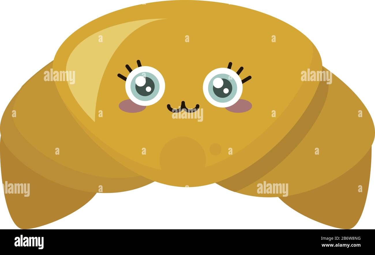 Cute croissant, illustration, vector on white background Stock Vector ...