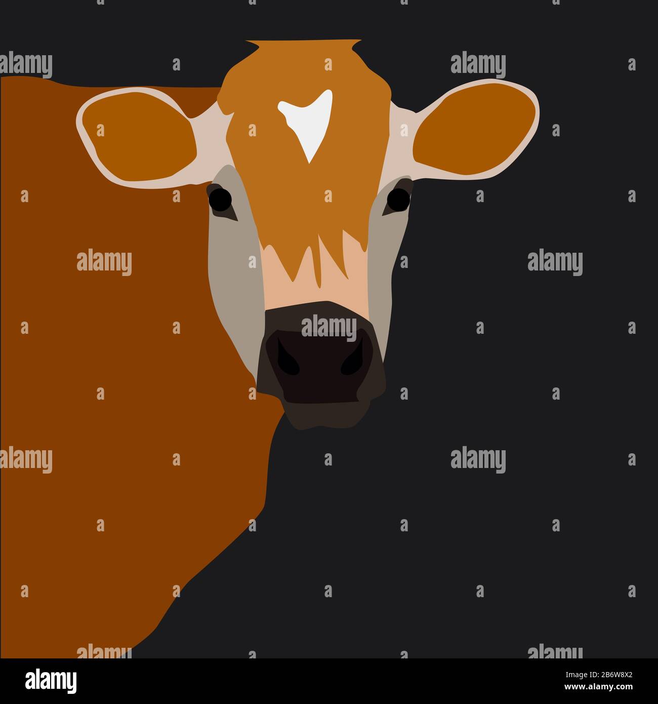 Brown cow, illustration, vector on white background Stock Vector Image ...