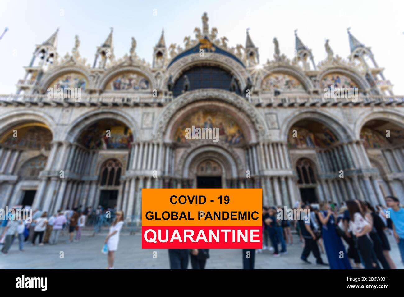 COVID-19 pandemic quarantine concept with Venice city background Stock ...