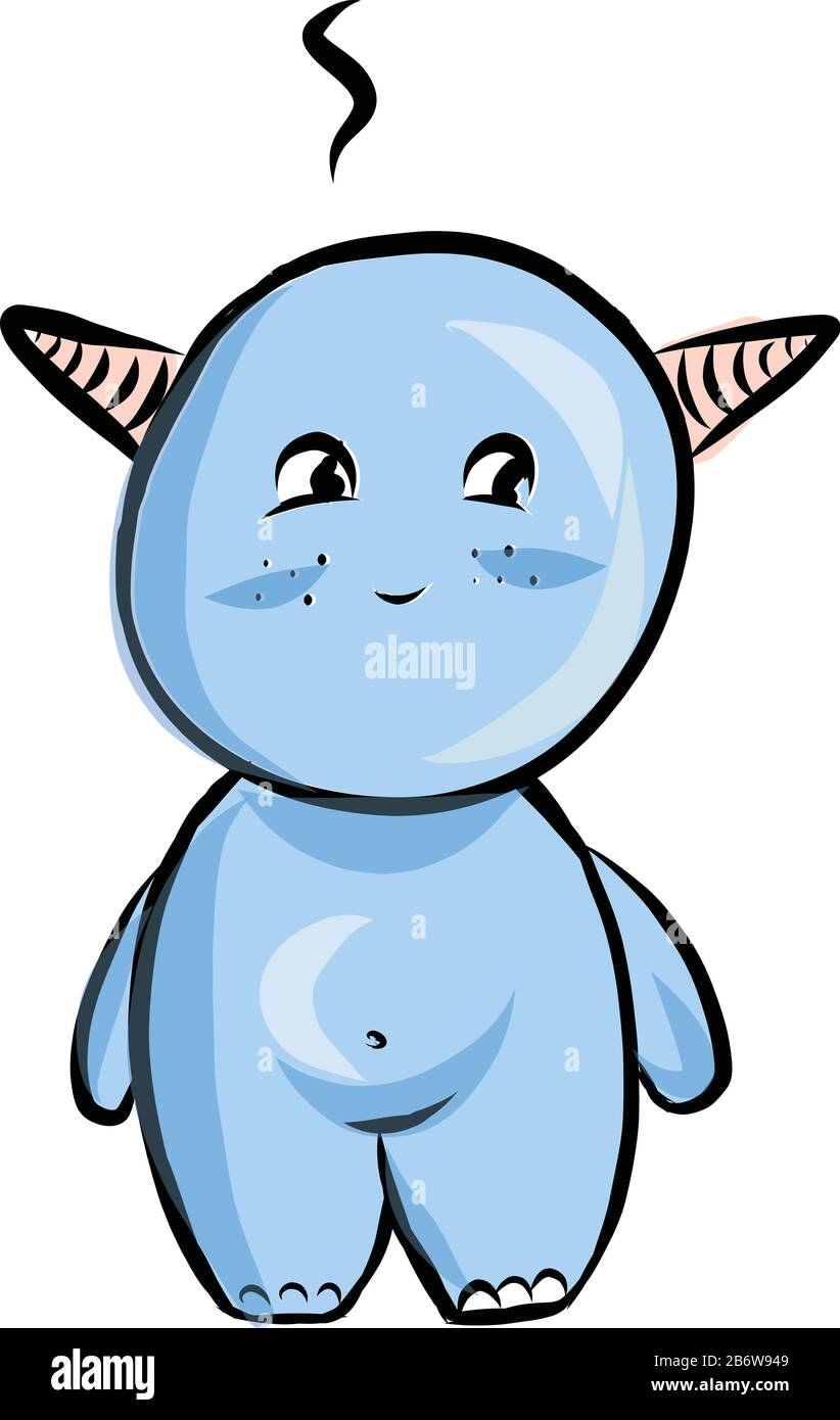 Cute blue monster, illustration, vector on white background Stock ...