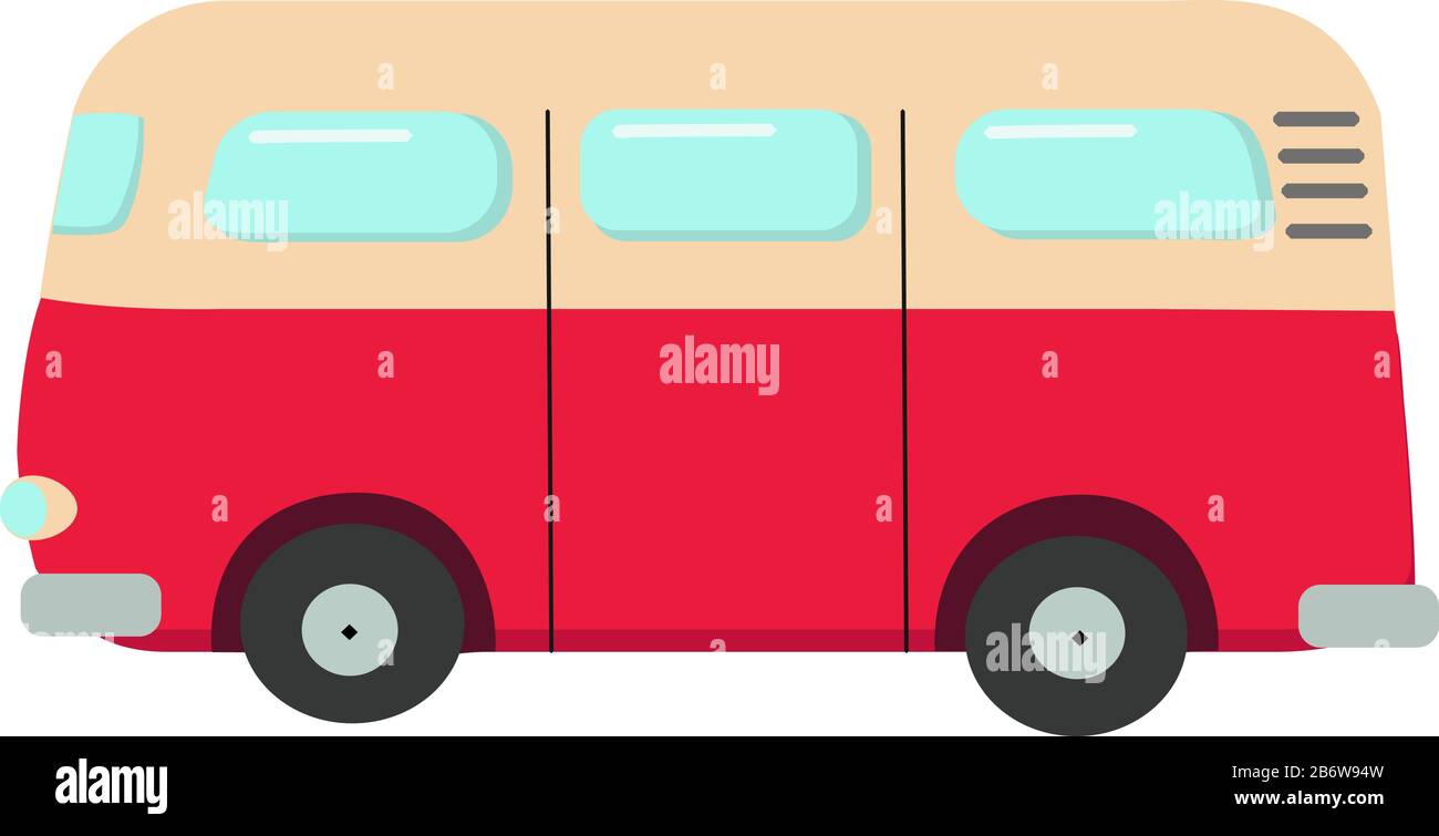 Red mini bus, illustration, vector on white background Stock Vector ...