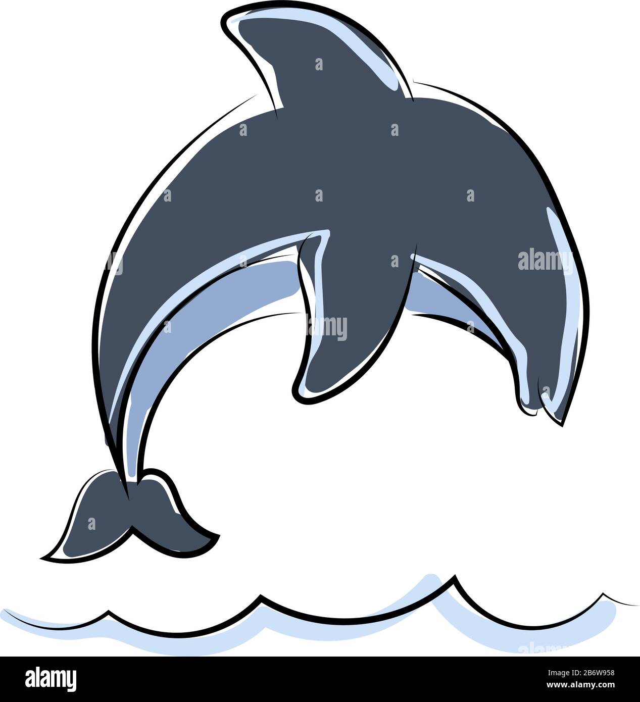Dolphin jumping from the water, illustration, vector on white ...