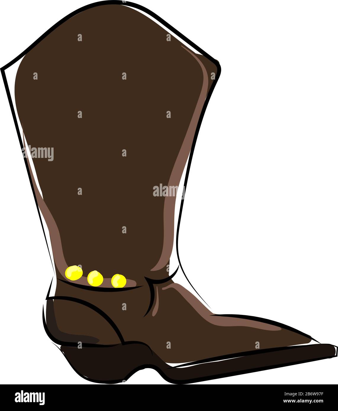 Cowboy brown boot, illustration, vector on white background Stock ...