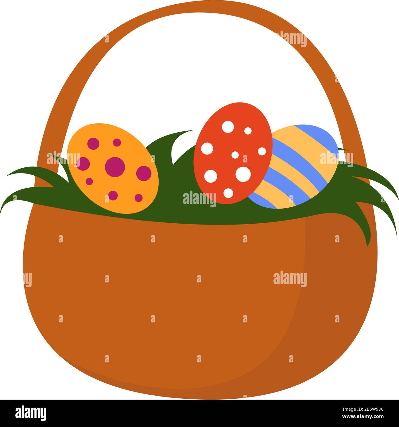 Easter basket, illustration, vector on white background Stock Vector ...