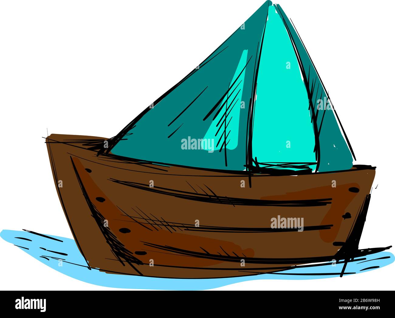 Boat on water, illustration, vector on white background Stock Vector ...