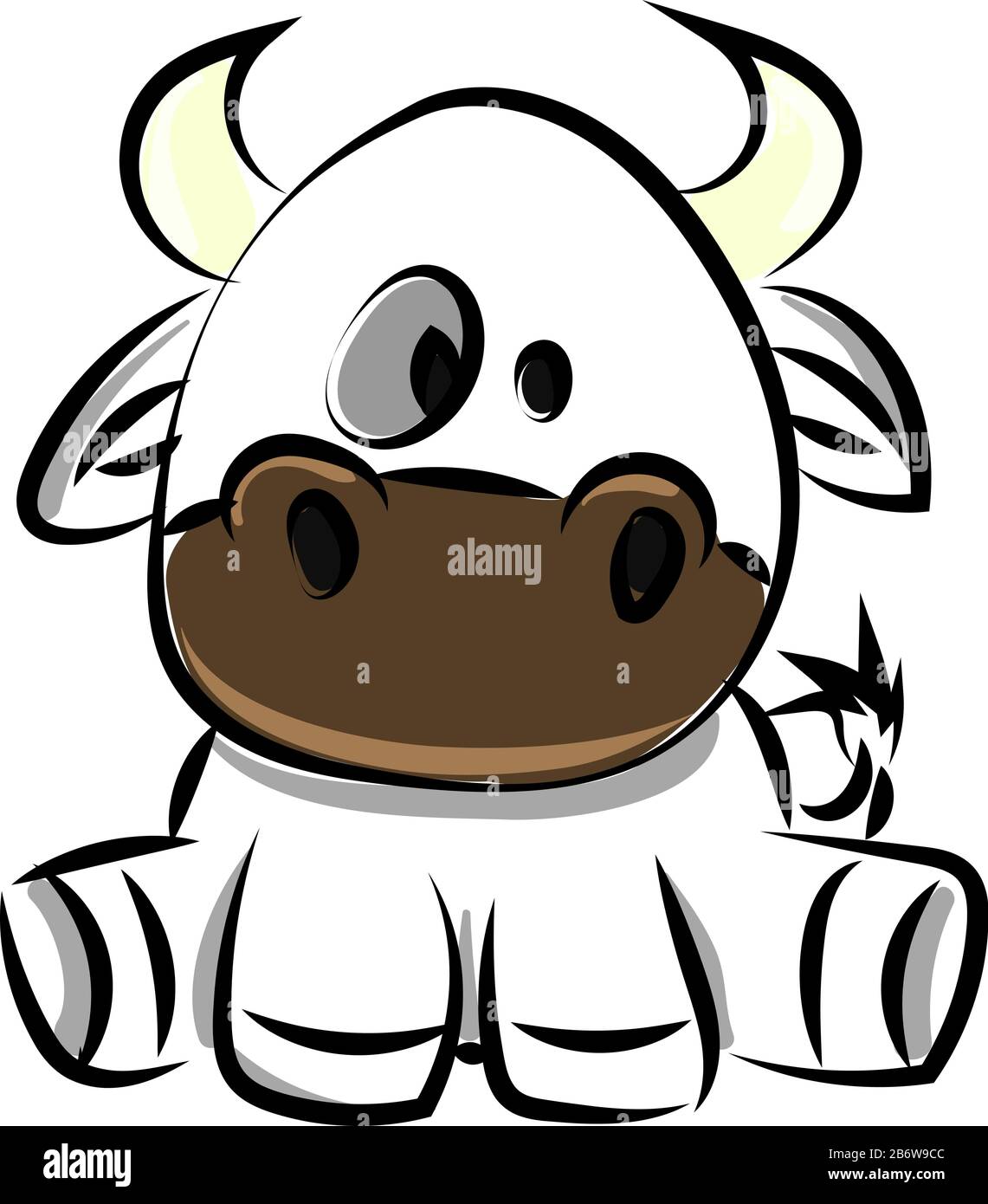 Cow sitting, illustration, vector on white background Stock Vector ...