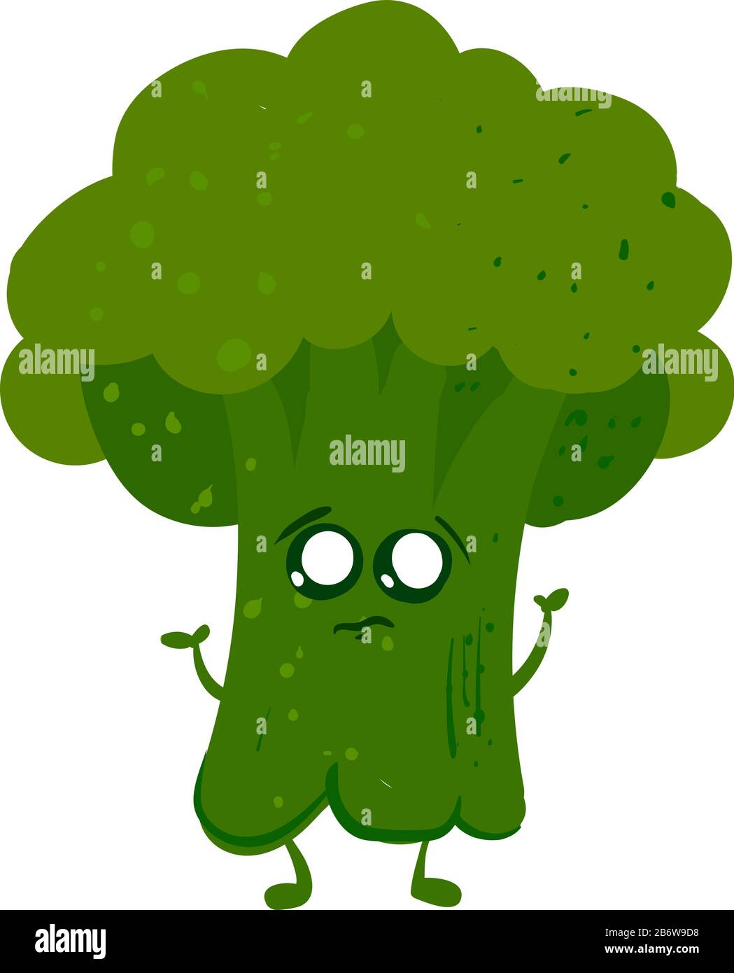 Sad broccoli, illustration, vector on white background Stock Vector ...