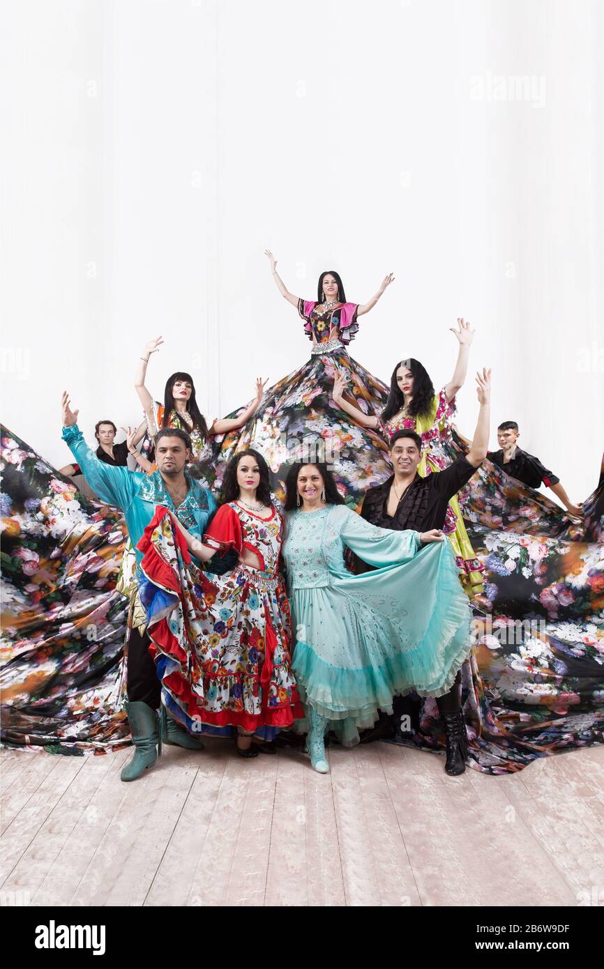 choreographic Gypsy dance ensemble posing on stage Stock Photo - Alamy