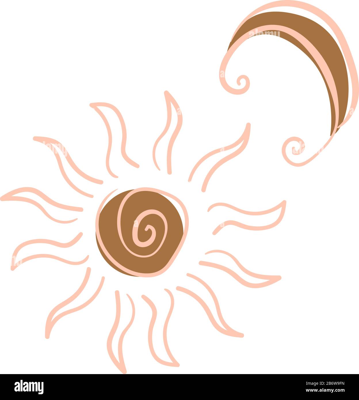 Symbolic sun. Vector doodle illustration. Isolated on white Stock ...