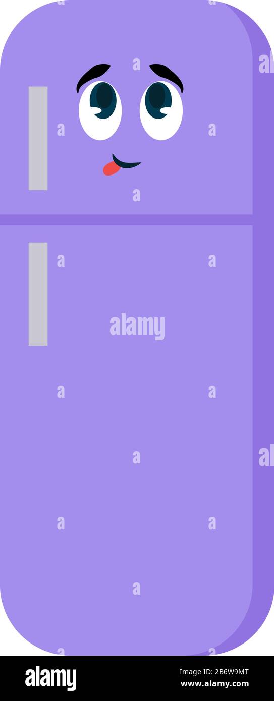 Purple fridge, illustration, vector on white background Stock Vector ...