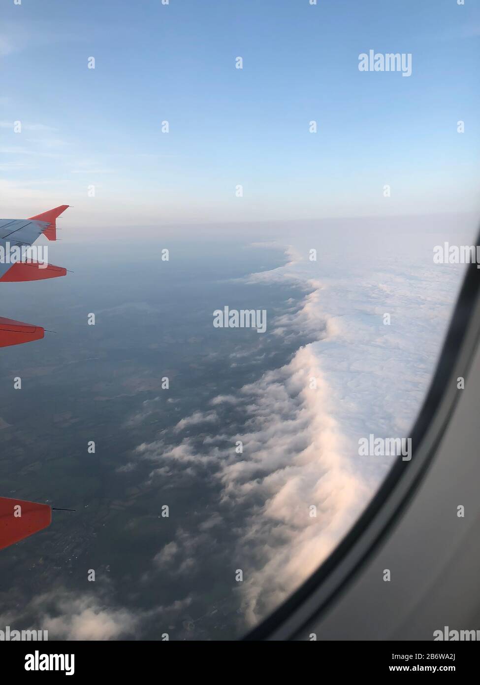 interesting cloud formation from airplane window Stock Photo - Alamy