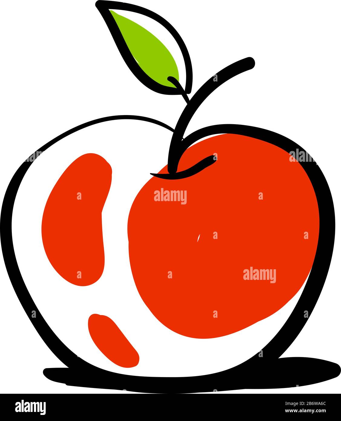 Red apple drawing, illustration, vector on white background Stock ...