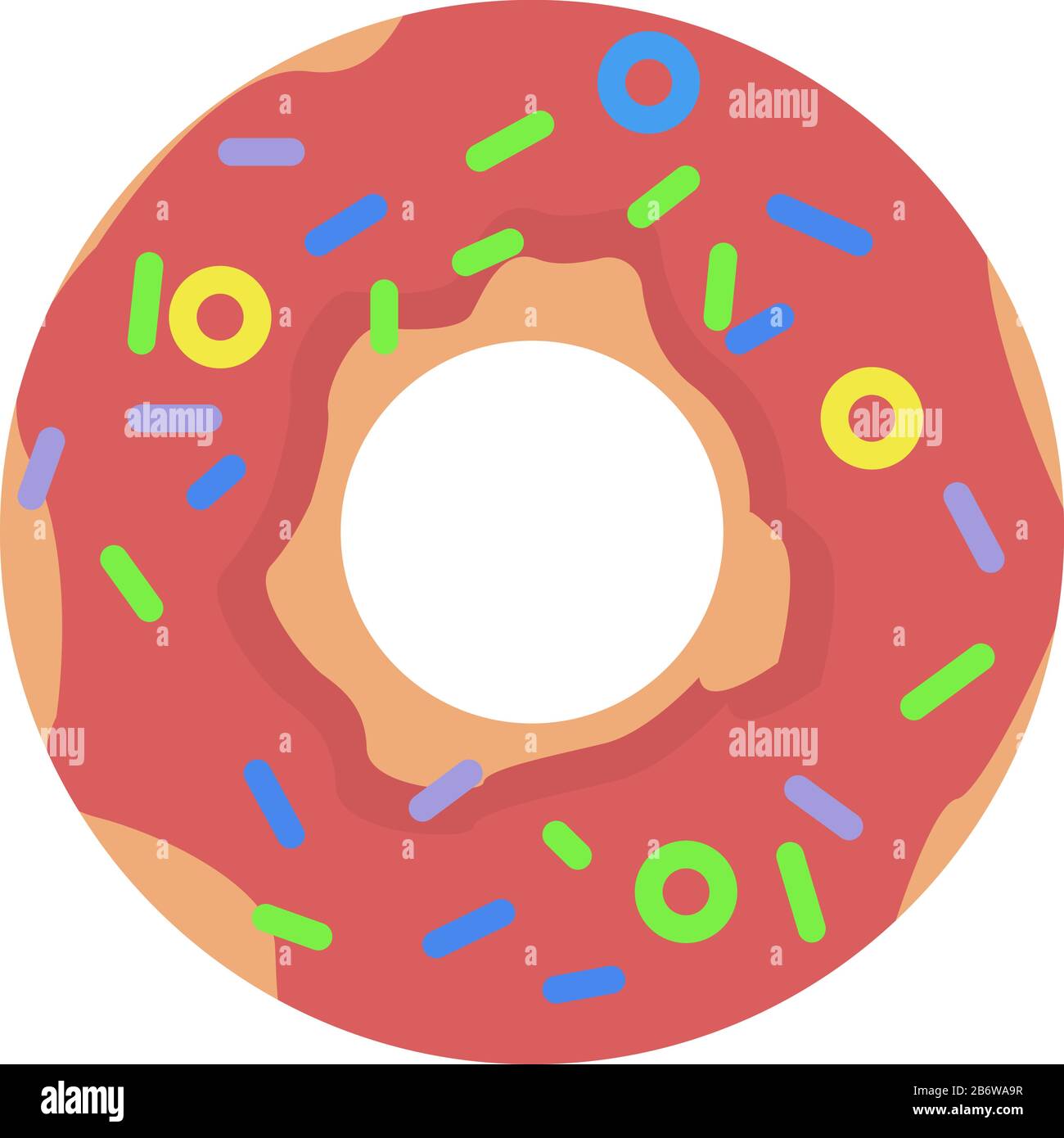 Pink donut, illustration, vector on white background Stock Vector Image ...