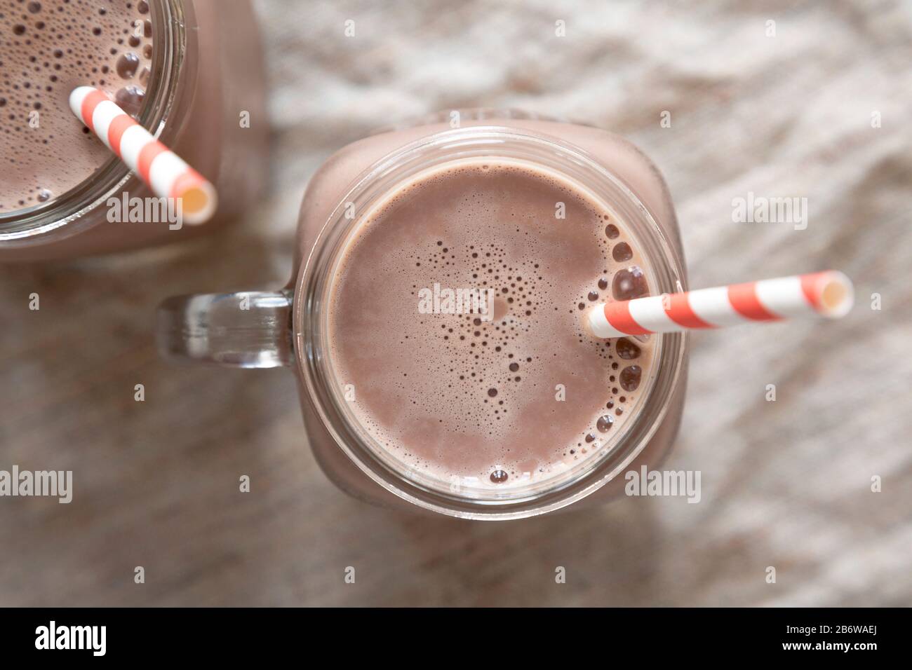 View from above, Homemade New England Chocolate Milkshake in a Glass ...
