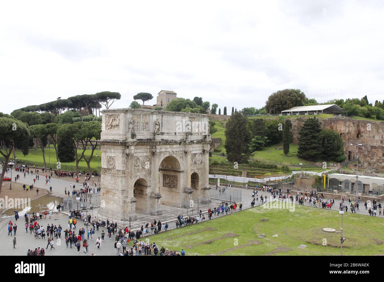 Arch of Constantine with the blue sky and clouds near the Colosseum in ...