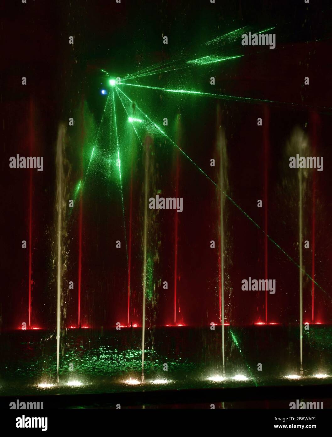 Colorful water fountains. Beautiful laser and fountain show. Large ...
