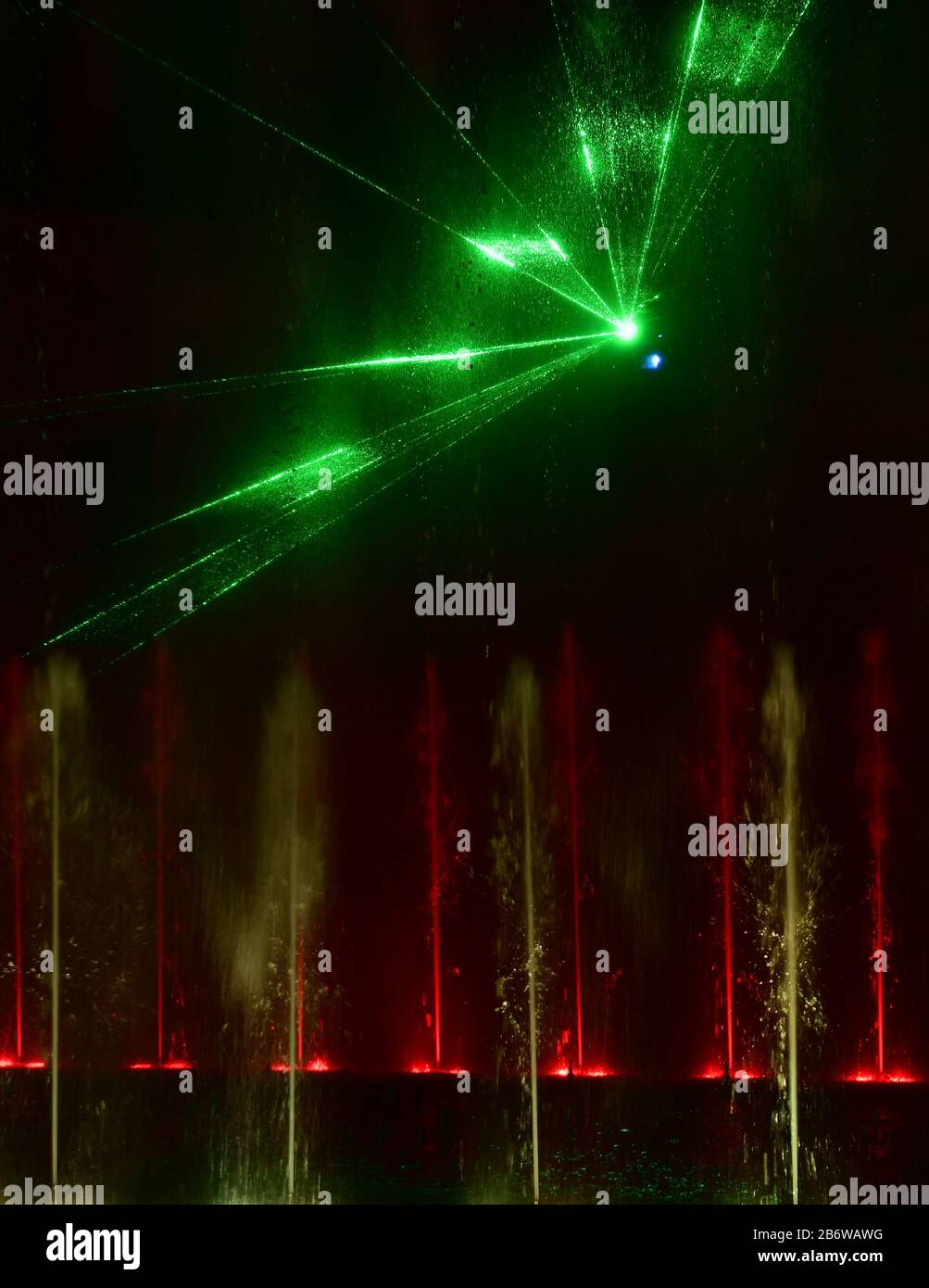 Colorful water fountains. Beautiful laser and fountain show. Large ...