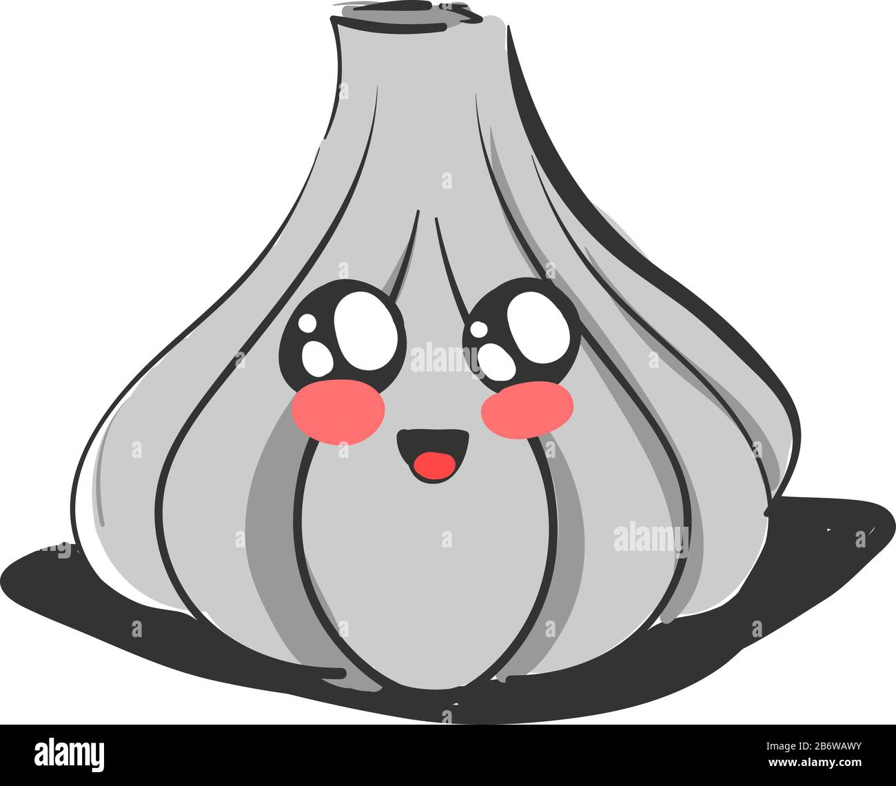 Cute garlic, illustration, vector on white background Stock Vector ...