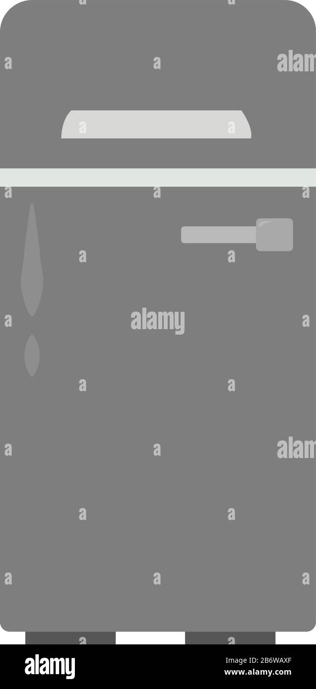Gray fridge, illustration, vector on white background Stock Vector ...