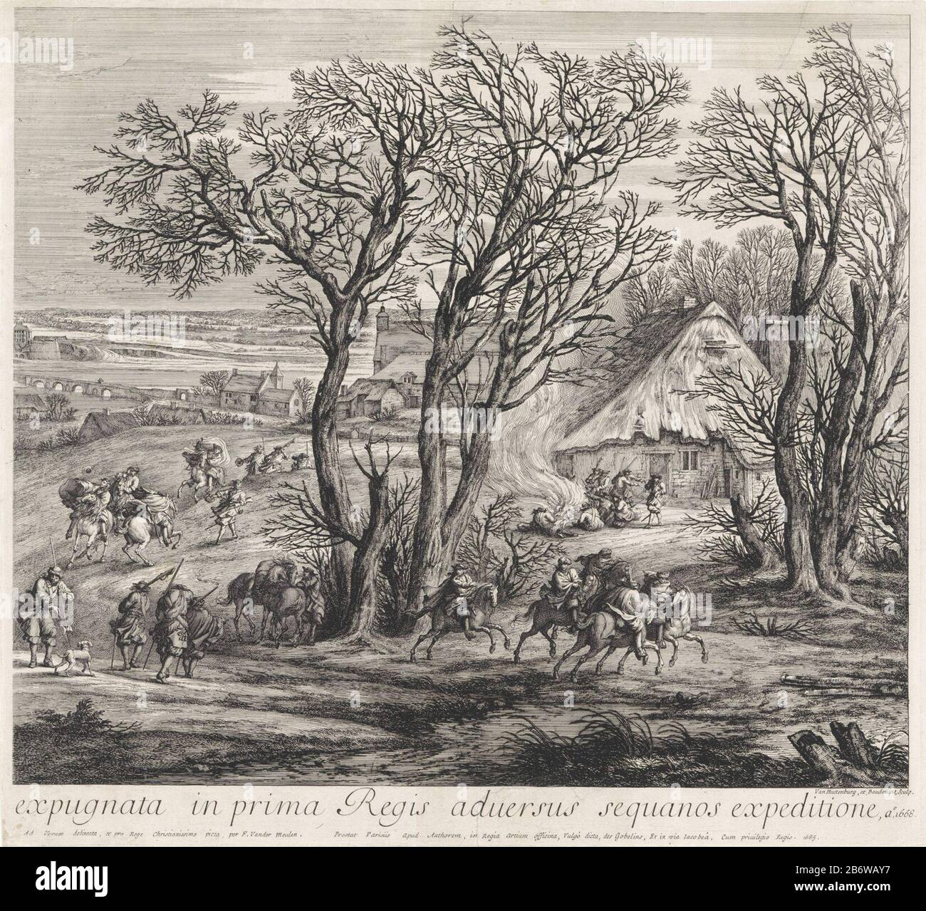 Soldiers of the army of Louis XIV, king of France, sitting horseback ...