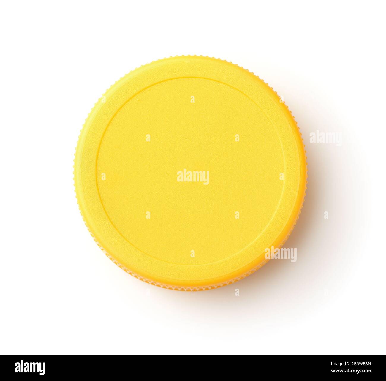 Top view of blank plastic yellow bottle cap isolated on white Stock ...