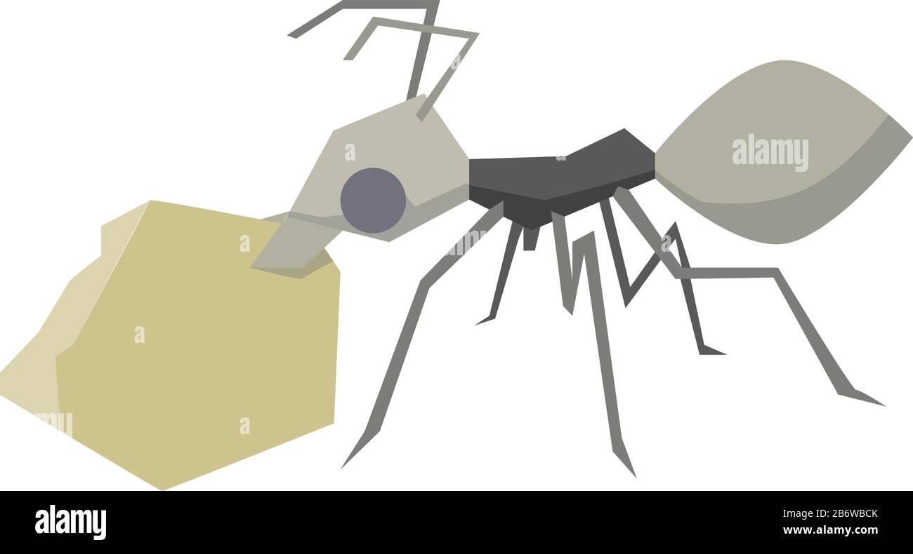 Ant with food, illustration, vector on white background Stock Vector ...