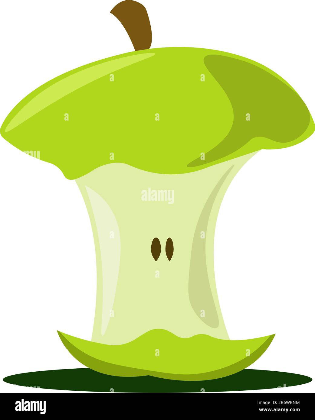 Eaten green apple, illustration, vector on white background Stock ...