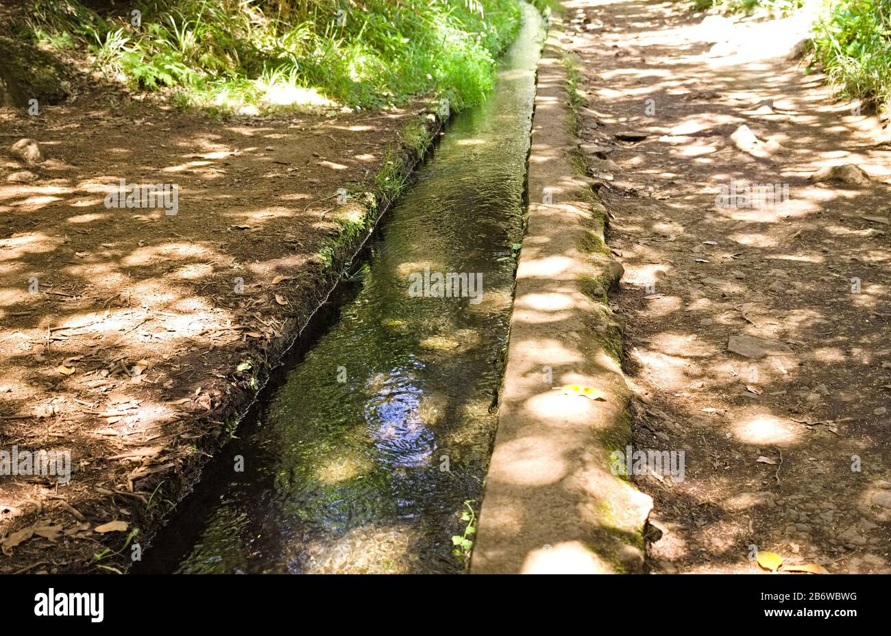 Typical water channel called 'Levada' in Madeira Island (Portugal ...