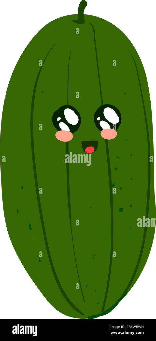 Cute cucumber, illustration, vector on white background Stock Vector ...