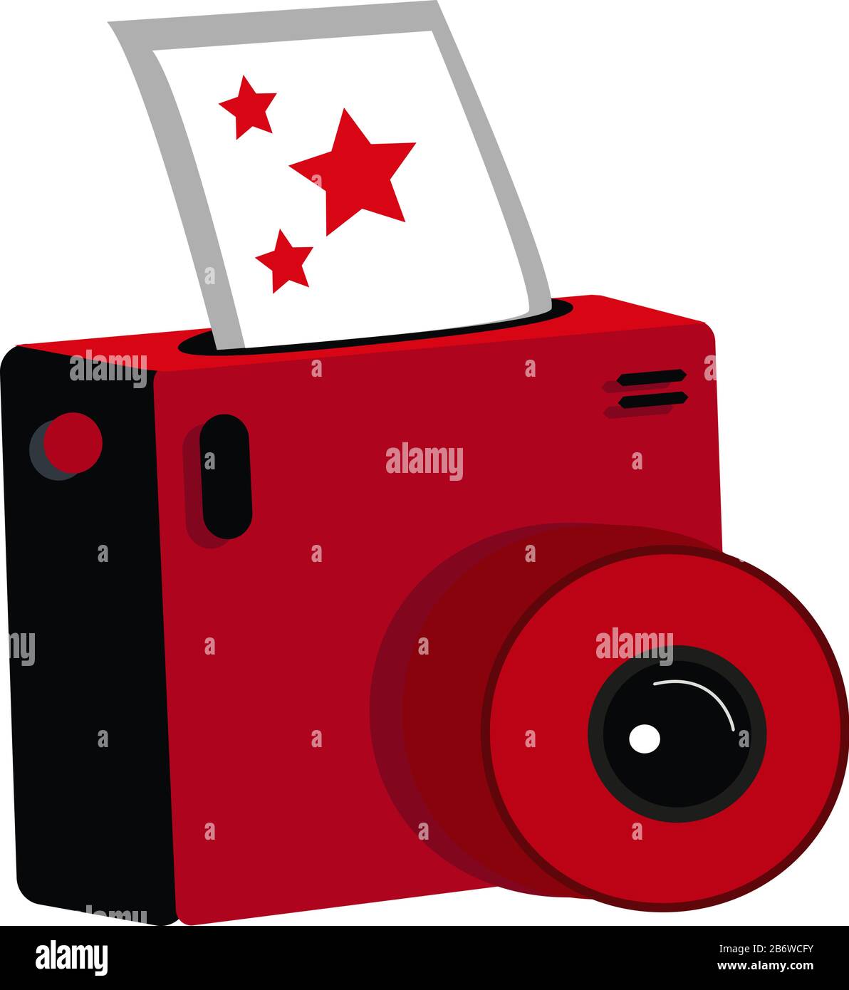 Red camera with picture, illustration, vector on white background Stock ...