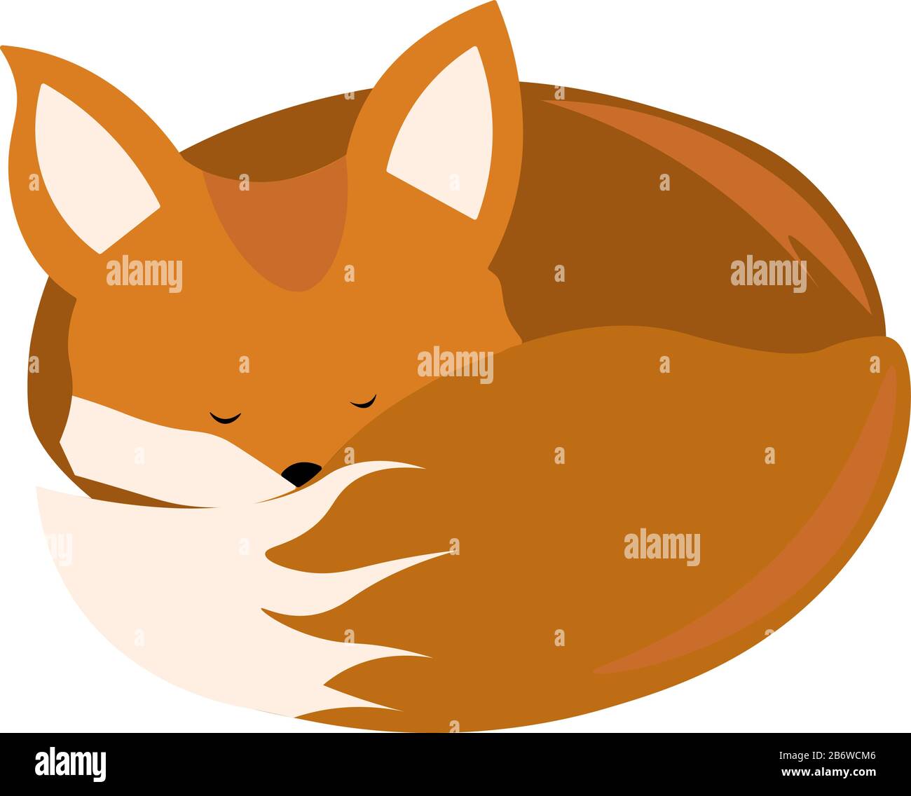 Sleeping fox, illustration, vector on white background Stock Vector ...