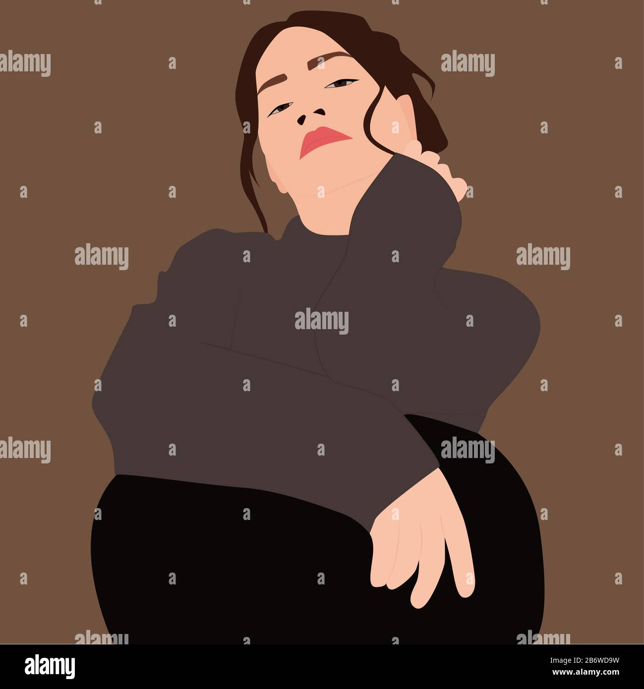 Girl in grey, illustration, vector on white background Stock Vector ...