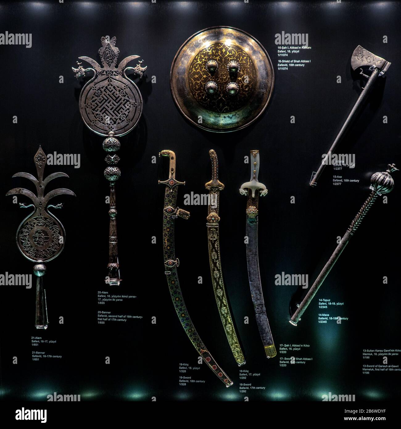 ISTANBUL, TURKEY - SEPTEMBER 21, 2019: Ancient Turkish weapons in the ...
