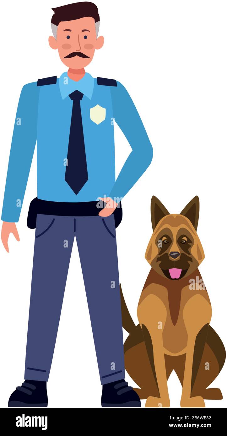 Police officer with dog Stock Vector Images - Alamy