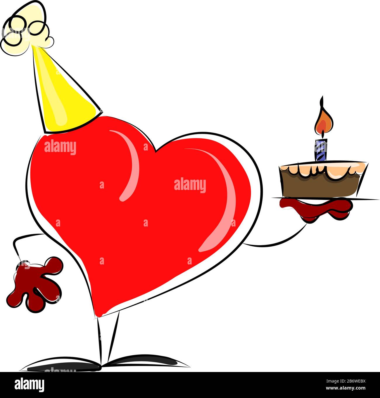 Heart with cake, illustration, vector on white background Stock Vector ...