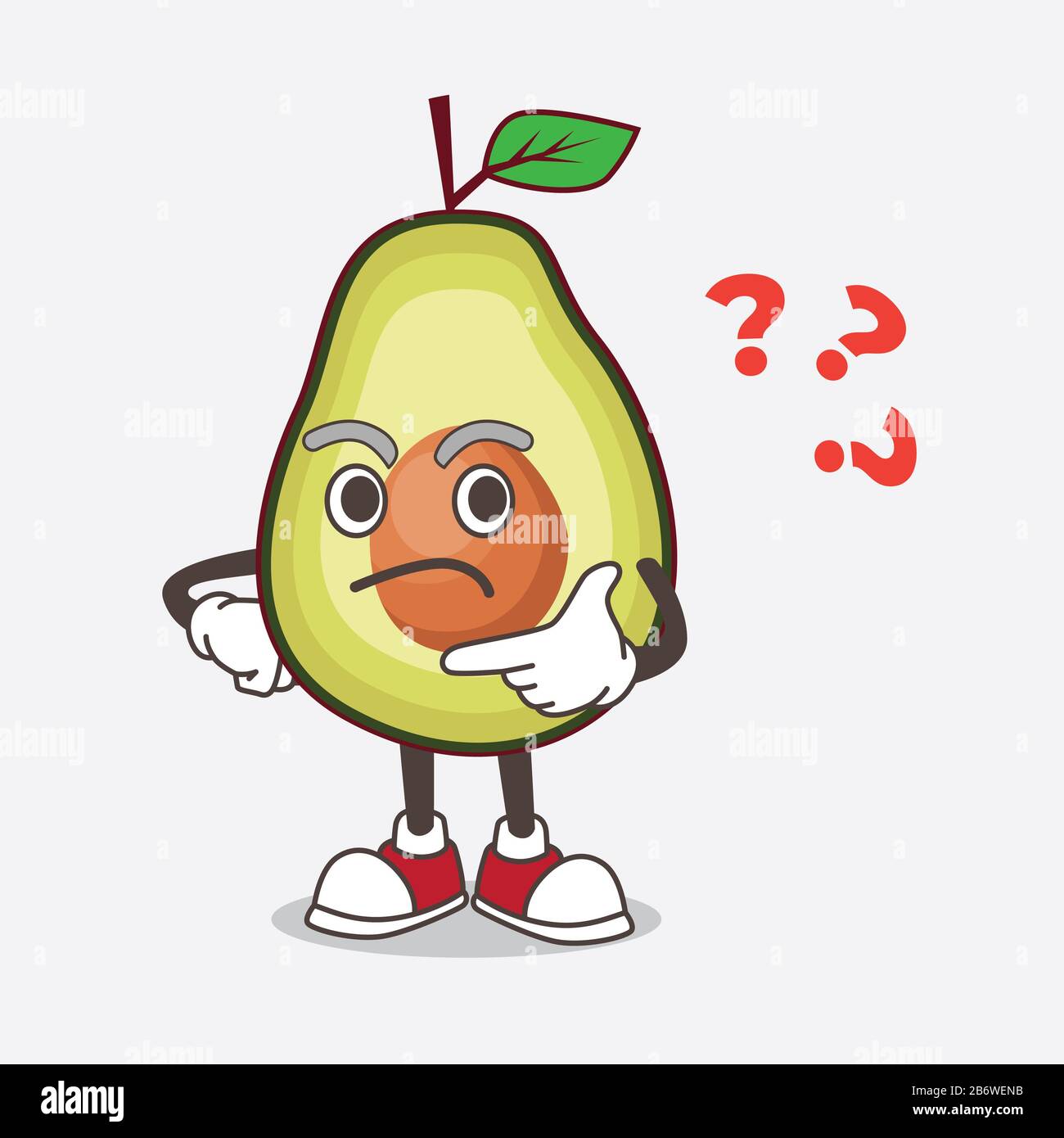 An illustration of Avocado Fruit cartoon mascot character in a confused ...