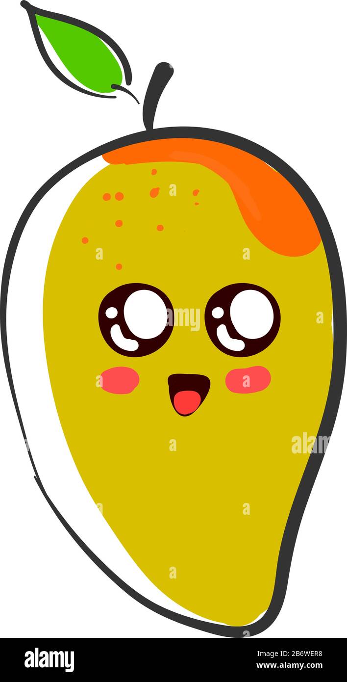 Cute mango, illustration, vector on white background Stock Vector Image ...