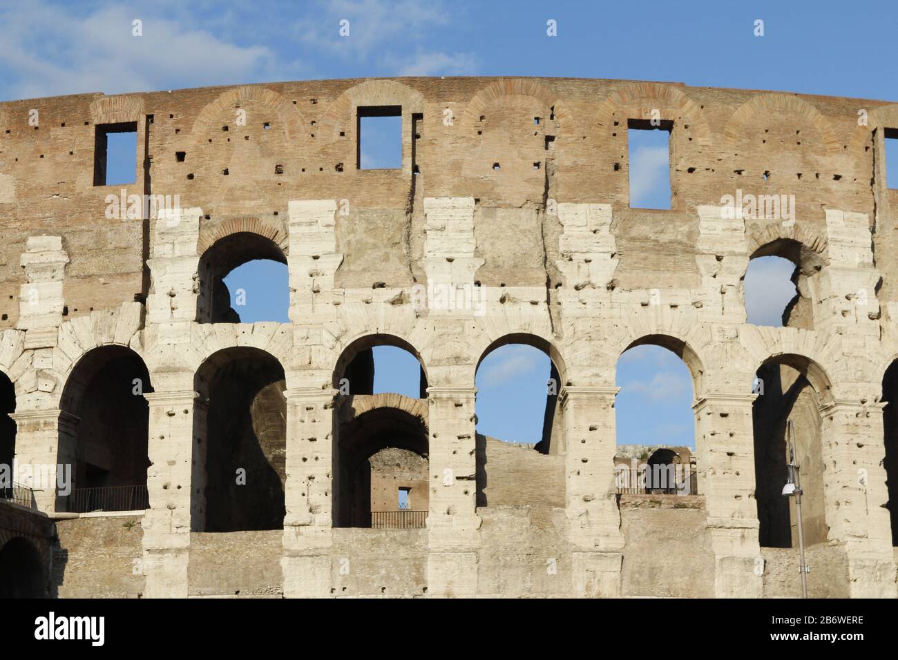 The exterior facade of the Colosseum or Coliseum with the arches ...