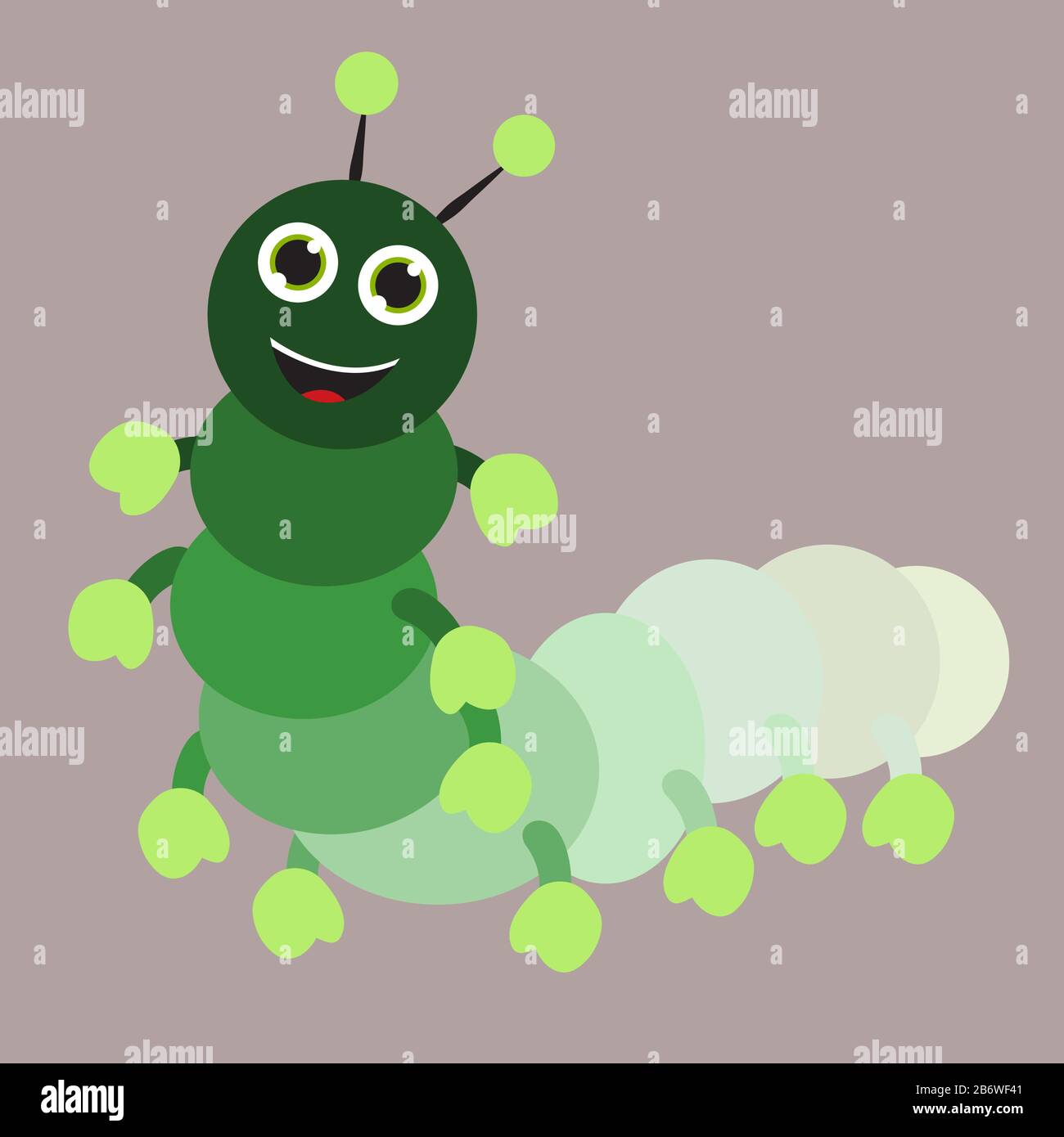 Green larvae, illustration, vector on white background Stock Vector ...