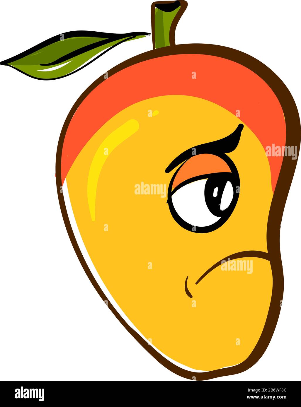 Sad mango, illustration, vector on white background Stock Vector Image ...