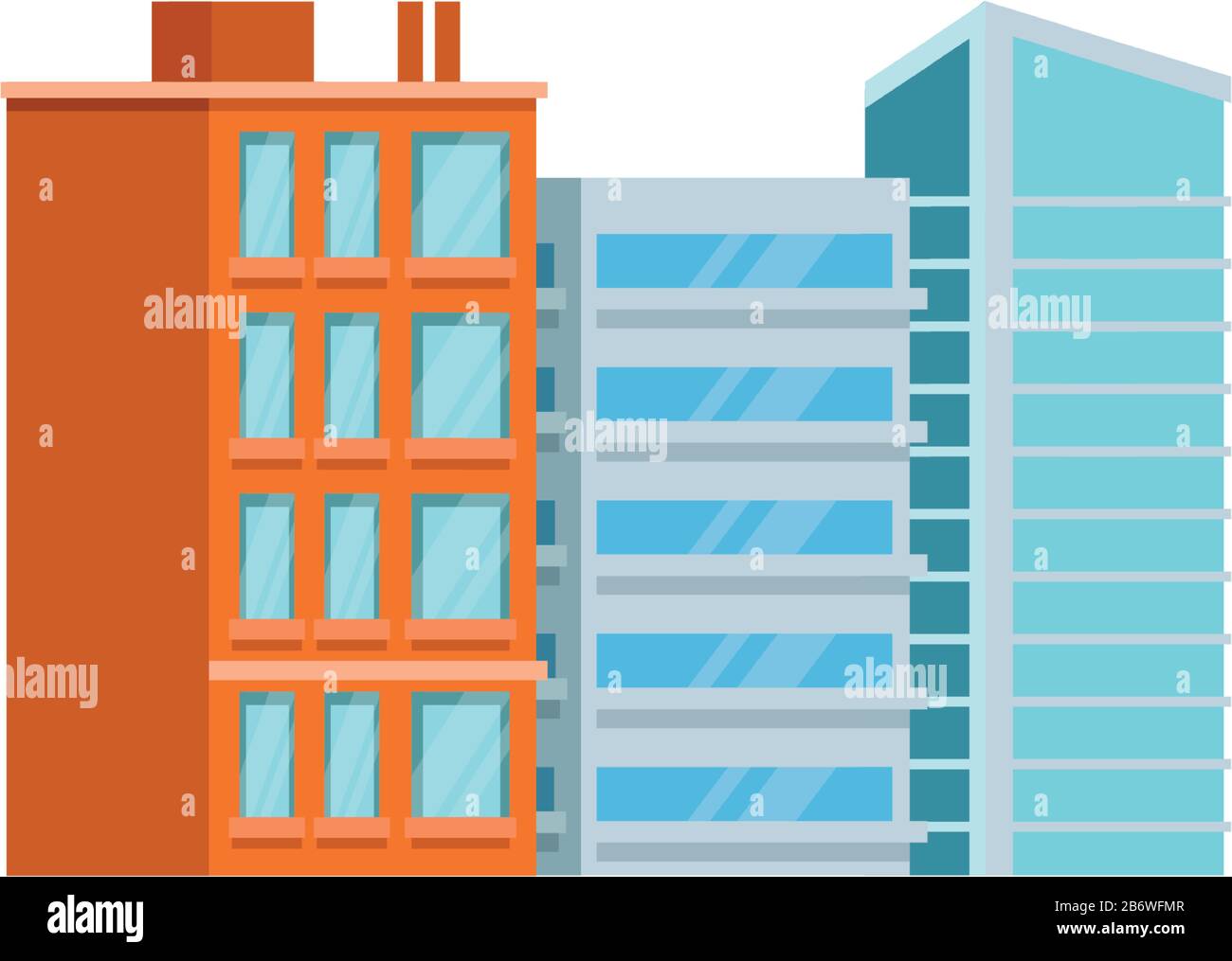 three buildings with windows isolated icon Stock Vector Image & Art - Alamy
