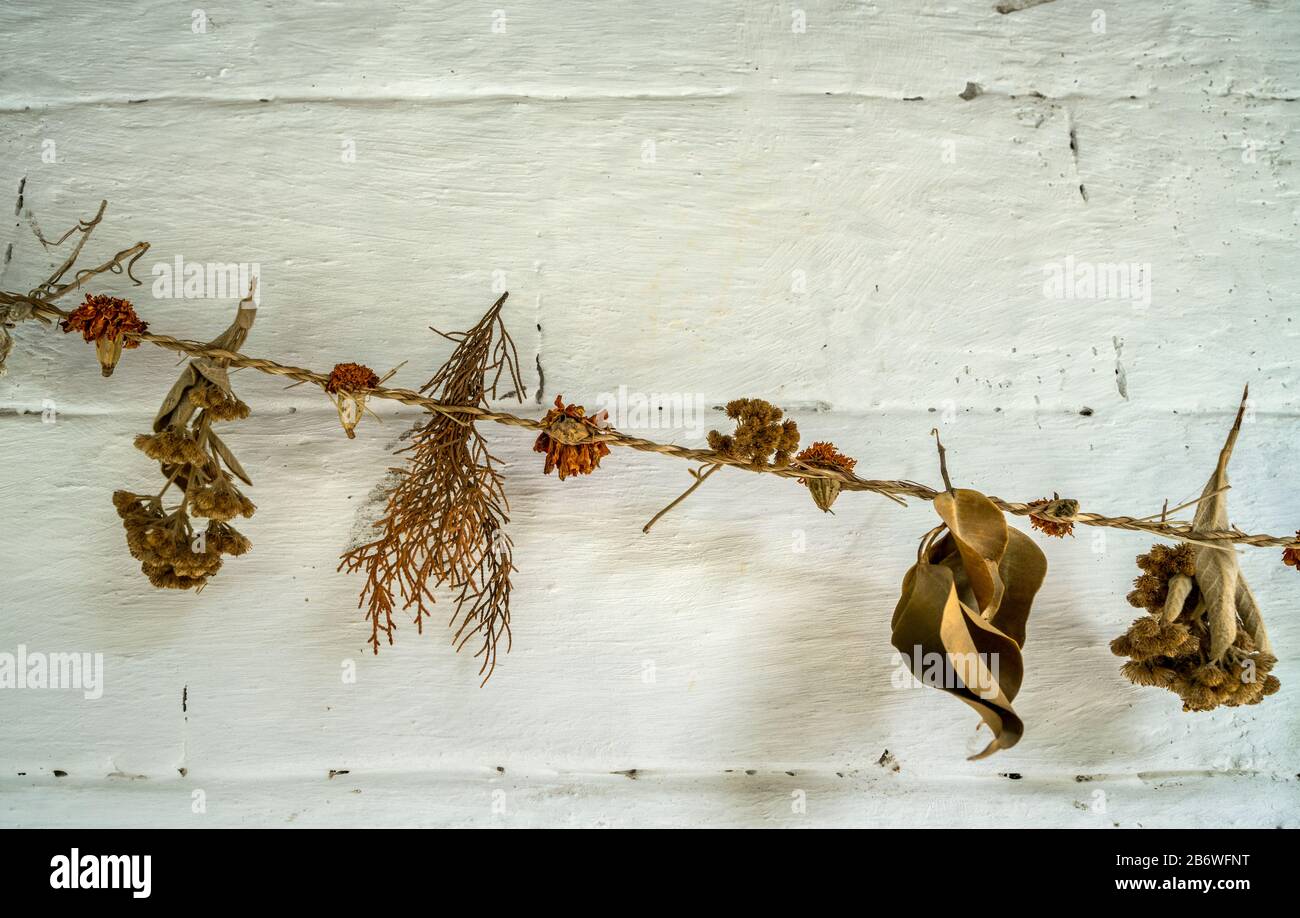 Decoration of a house in Birethanti village at the start of Annapurna ...